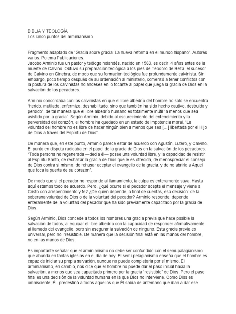 Documento de Google Keep | PDF | calvinismo | Arminianismo