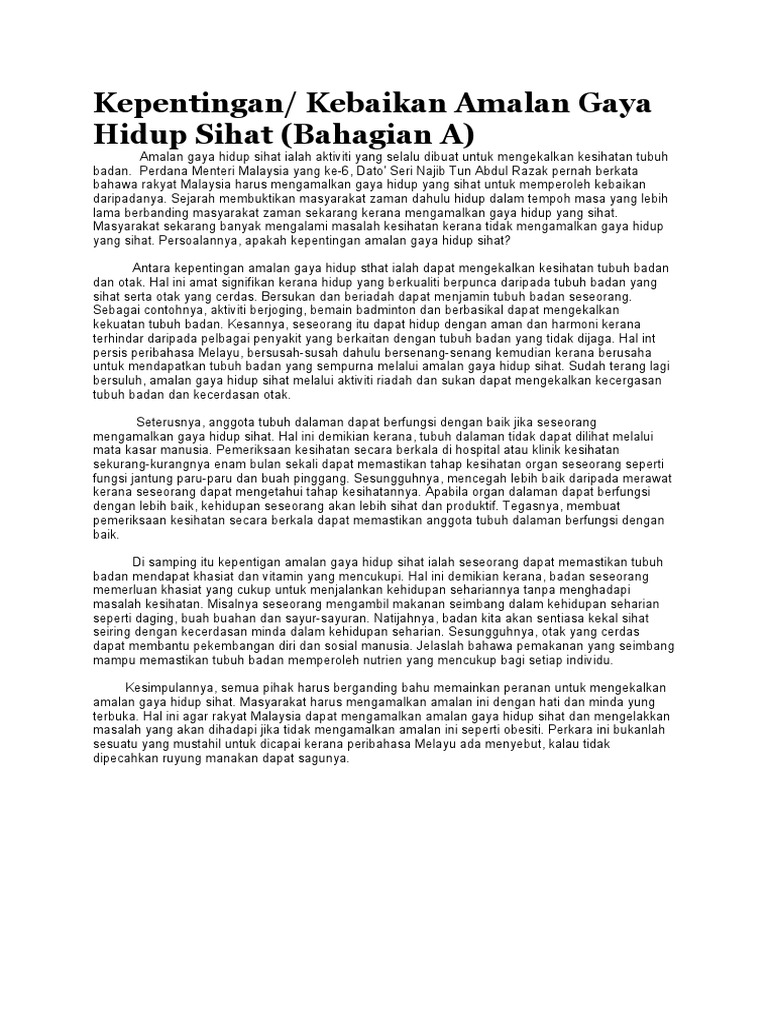 Contoh Karangan Gaya Hidup Sihat | PDF