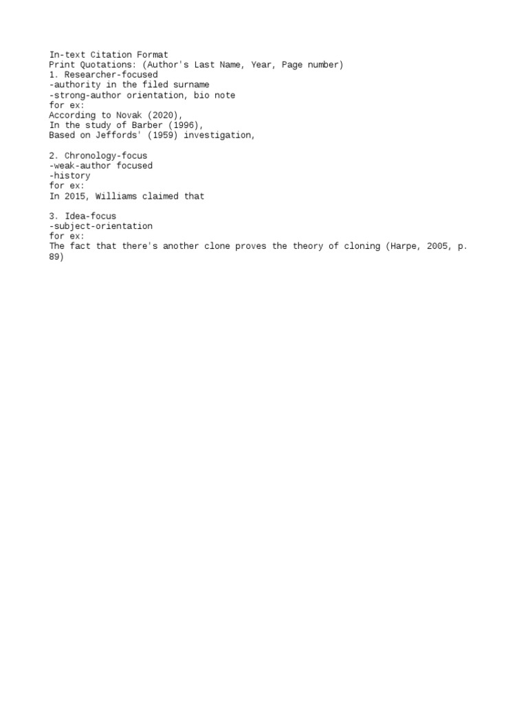 In-Text Citation Formats Explained | PDF