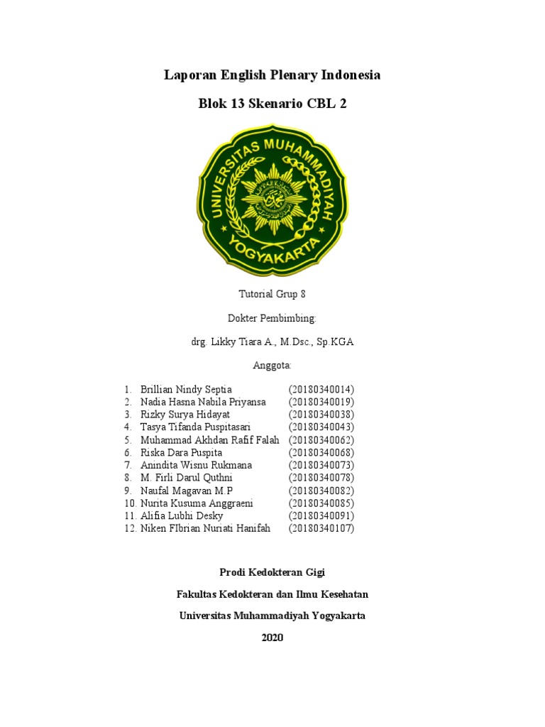 Laporan Plenary Indonesia - KG 18 - TUTORIAL8 | PDF | Pengembangan Diri ...
