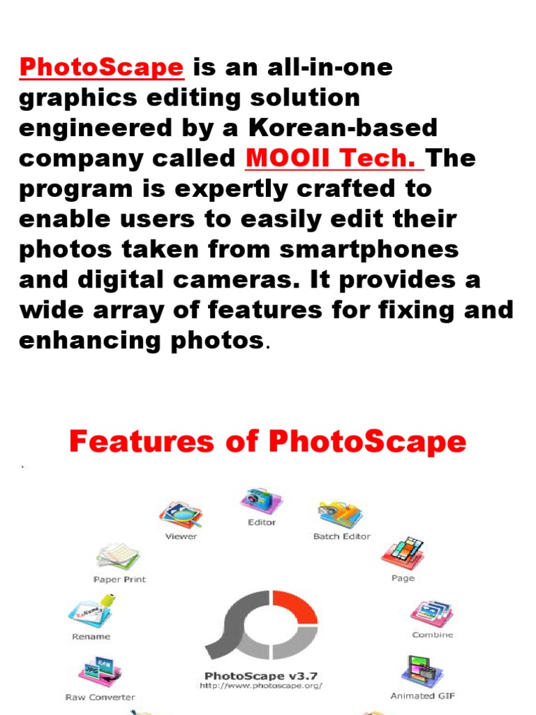 Features of PhotoScape | PDF | Photograph | Raw Image Format