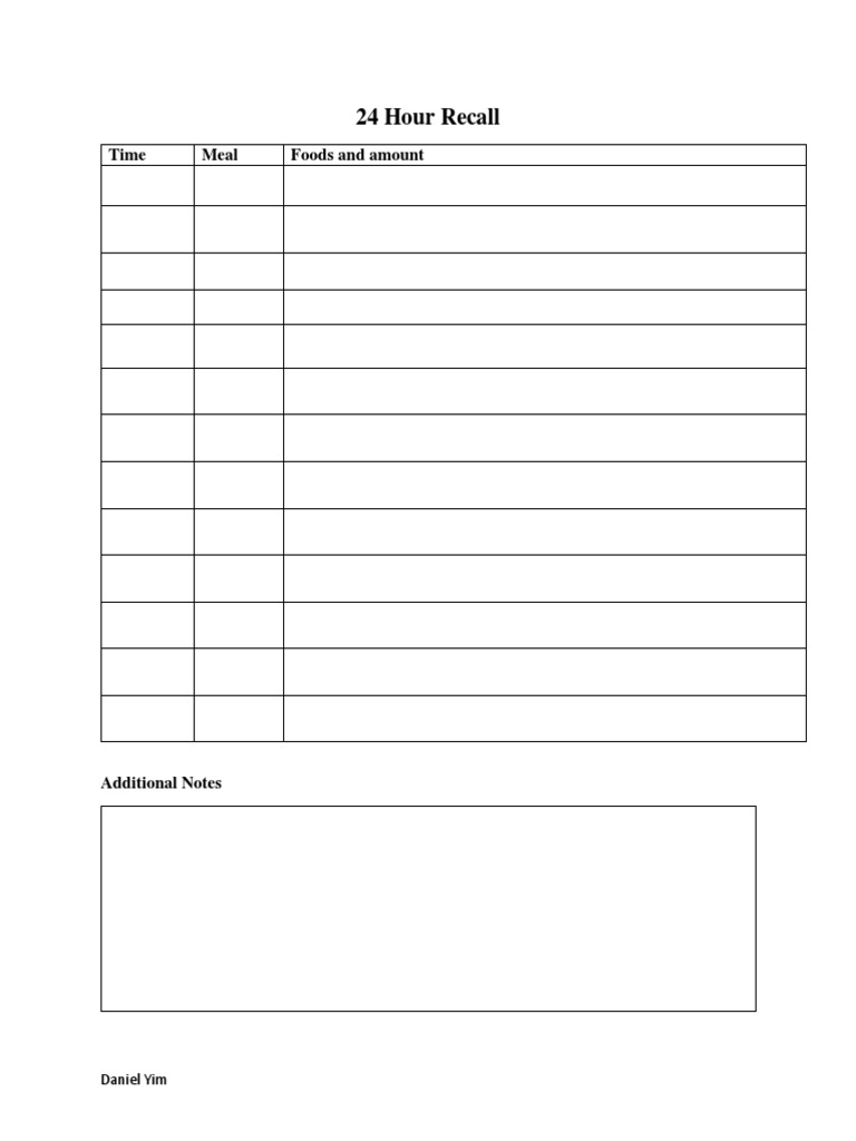 24 Hour Recall | PDF