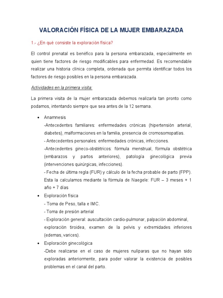 Valoración Física de La Mujer Embarazada | PDF | El embarazo | Especialidades Medicas