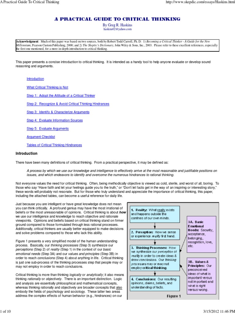 Practical Steps for Critical Thinking | PDF | Argument | Critical Thinking