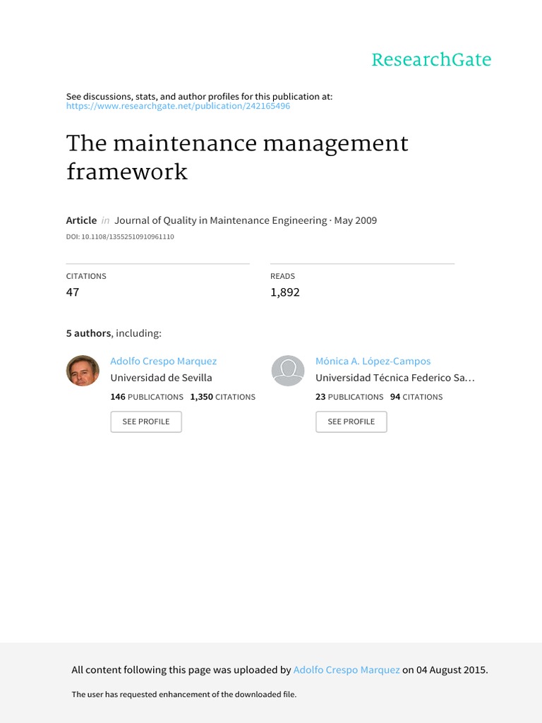 The Maintenance Management Framework PDF | PDF | Risk Assessment | Risk