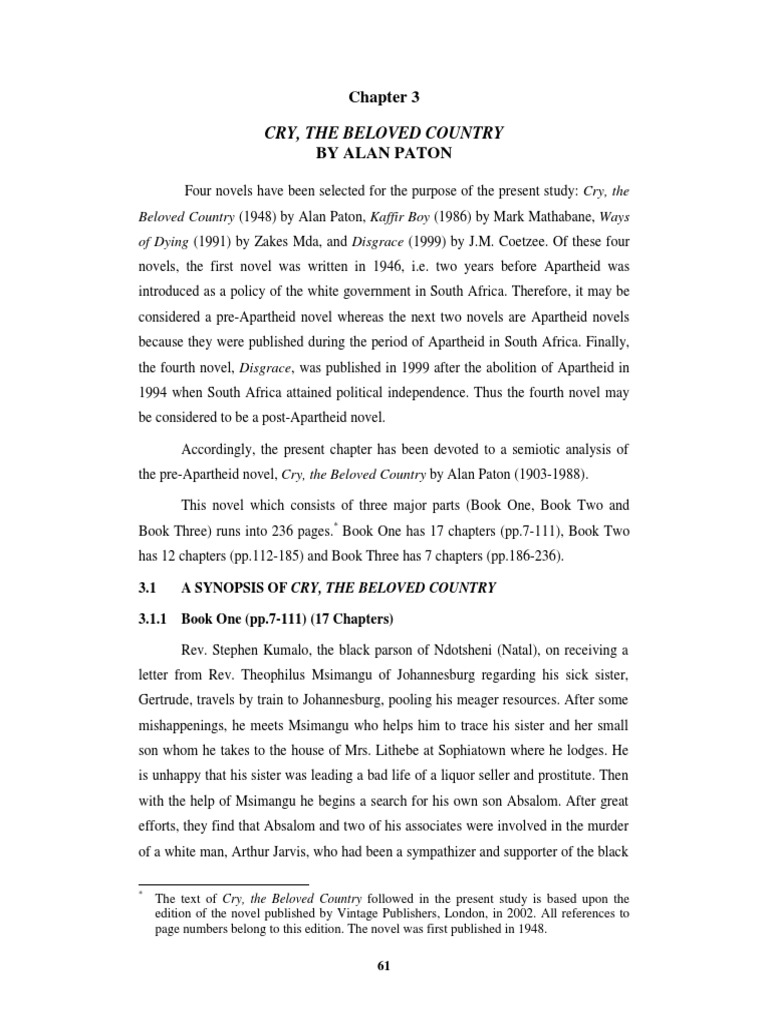 Cry, The Beloved Country | PDF