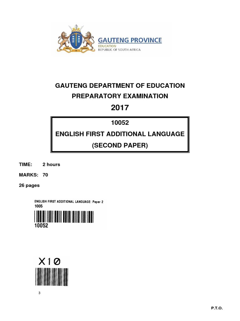 (2017) Grade 12 NSC Prep - English First Additional Language (Second ...