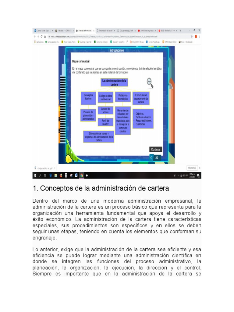 Conceptos fundamentales de la administración de carteras y su ...