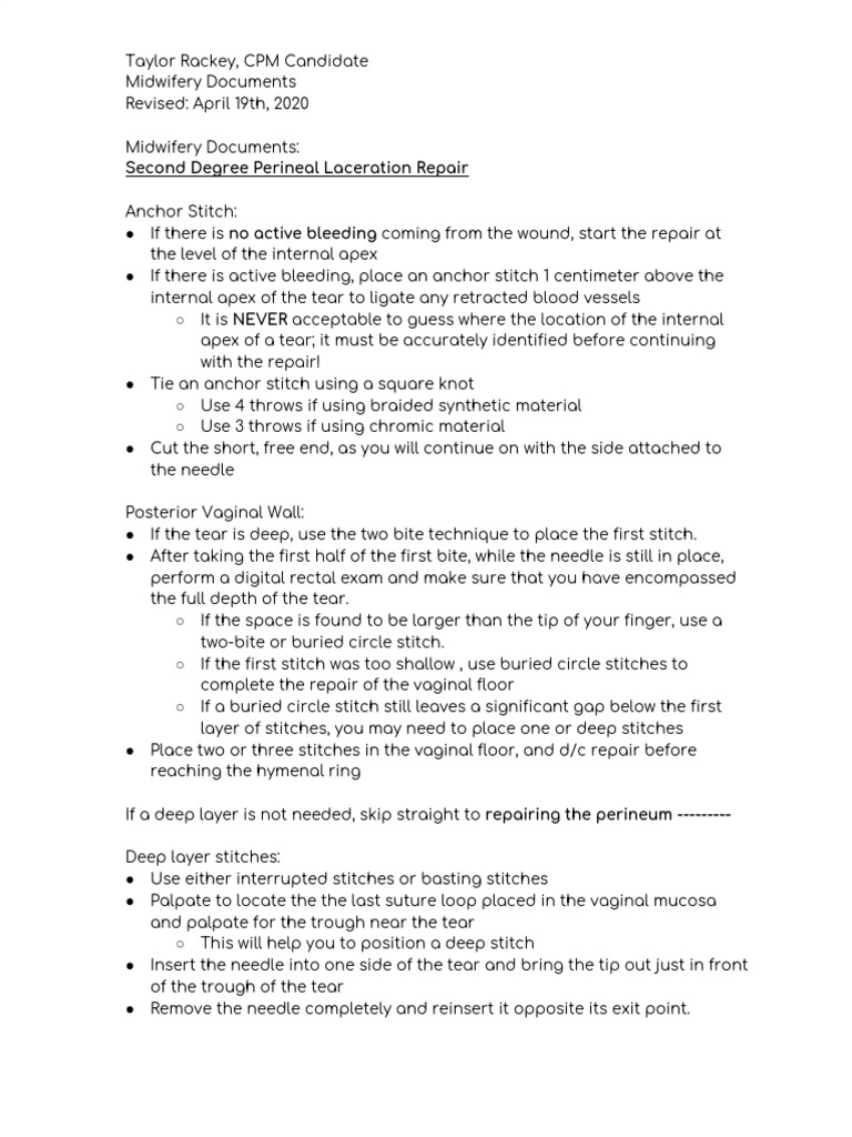 MDWF 2090 How To Perform 2nd Degree Repairs | PDF | Surgical Suture | Skin