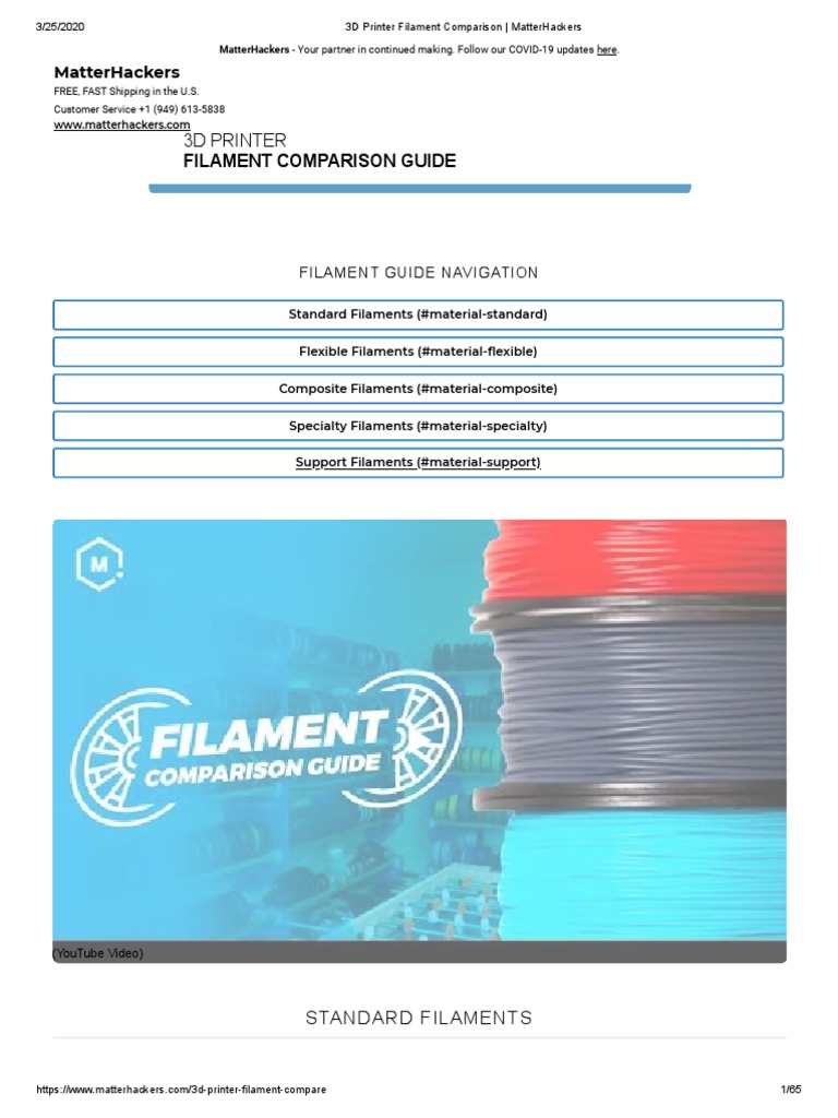 3D Printer Filament Comparison Guide | PDF | 3 D Printing | Nylon
