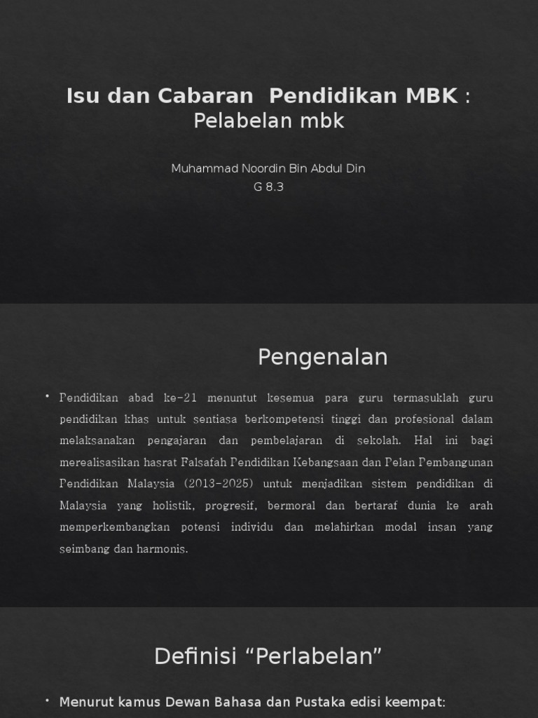Isu Dan Cabaran Pendidikan MBK | PDF