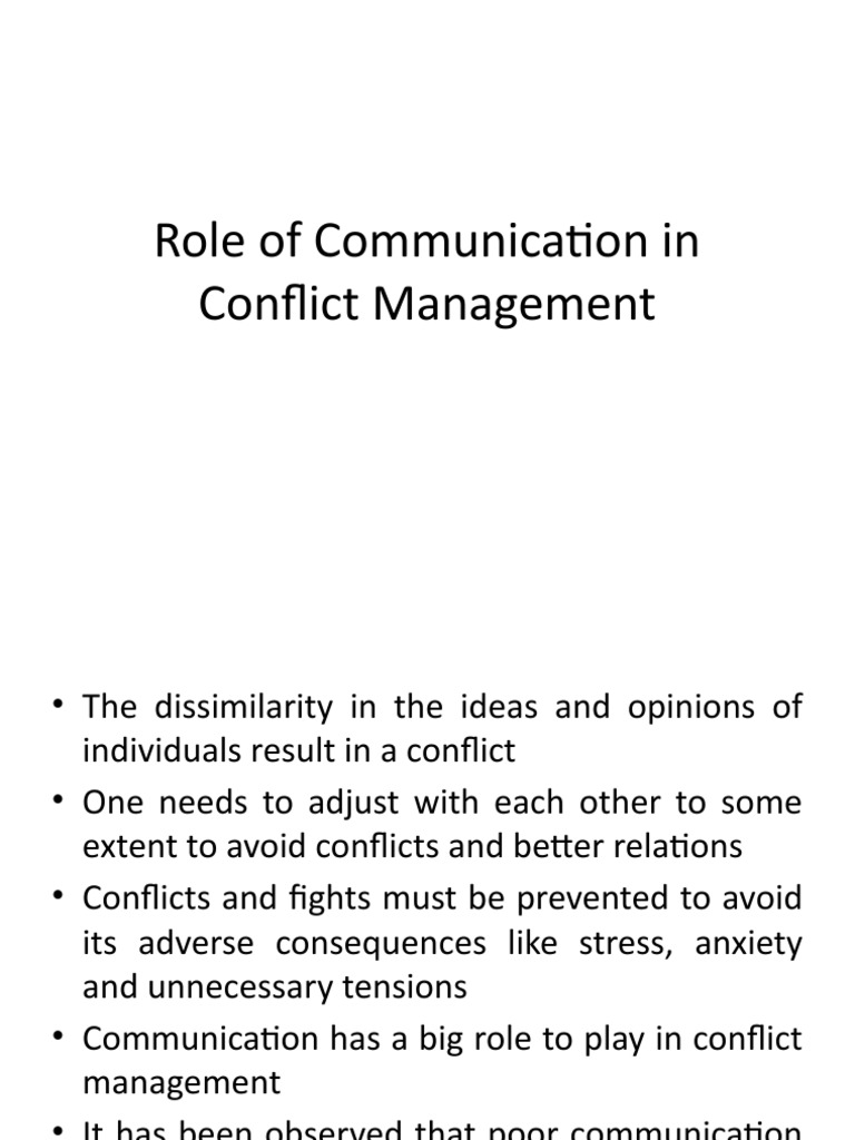 Role of Communication in Conflict Management | PDF | Action (Philosophy ...