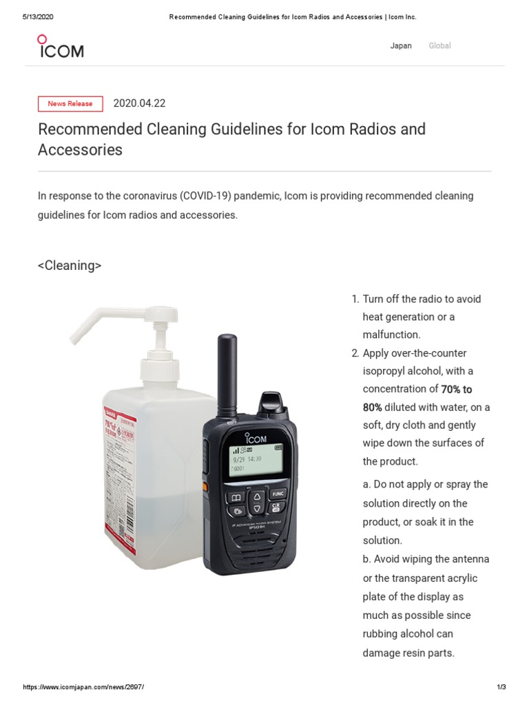Recommended Cleaning Guidelines For Icom Radios and Accessories - Icom ...
