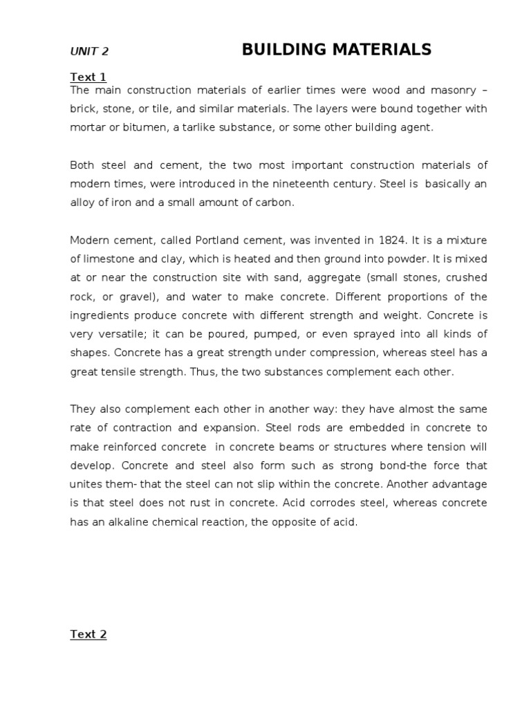 Unit 2 Building Materials | PDF | Prestressed Concrete | Structural ...