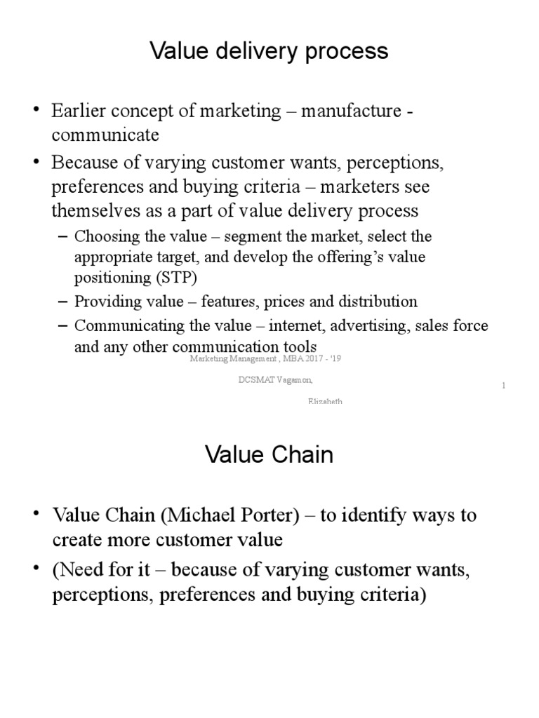 Value Delivery Process | PDF | Value Chain | Marketing