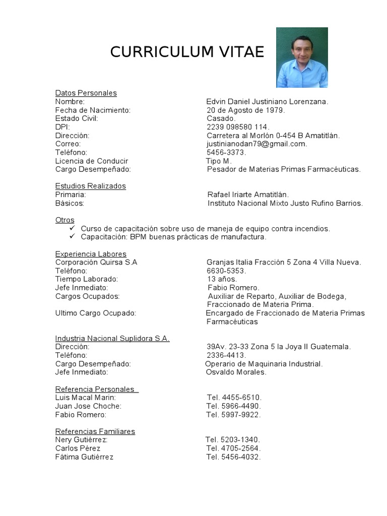 Curriculum Vitae Daniel Justiniano | PDF