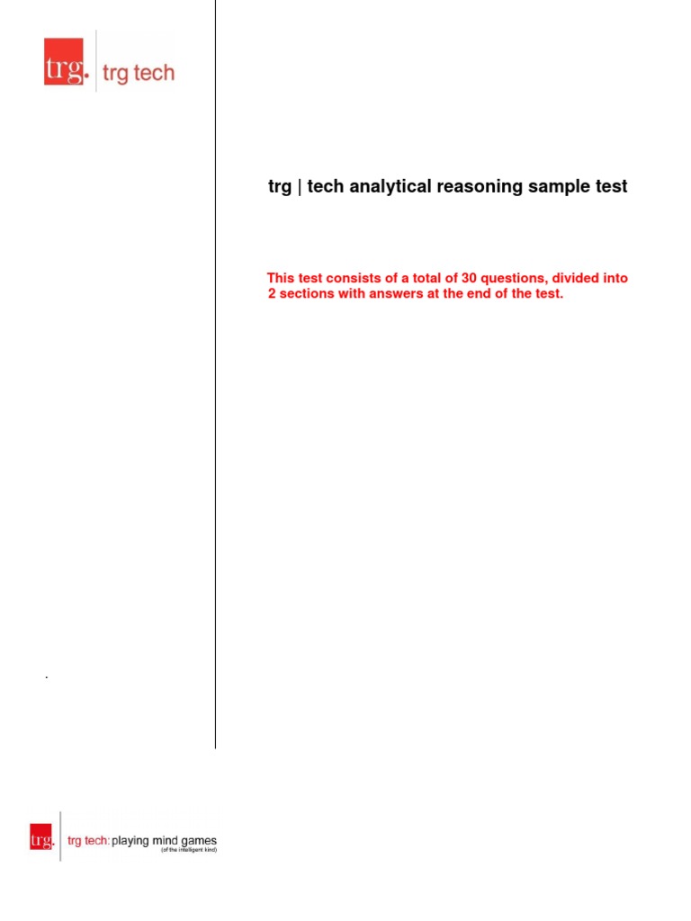 Analytical Reasoning Sample Test | PDF | Mean | Average