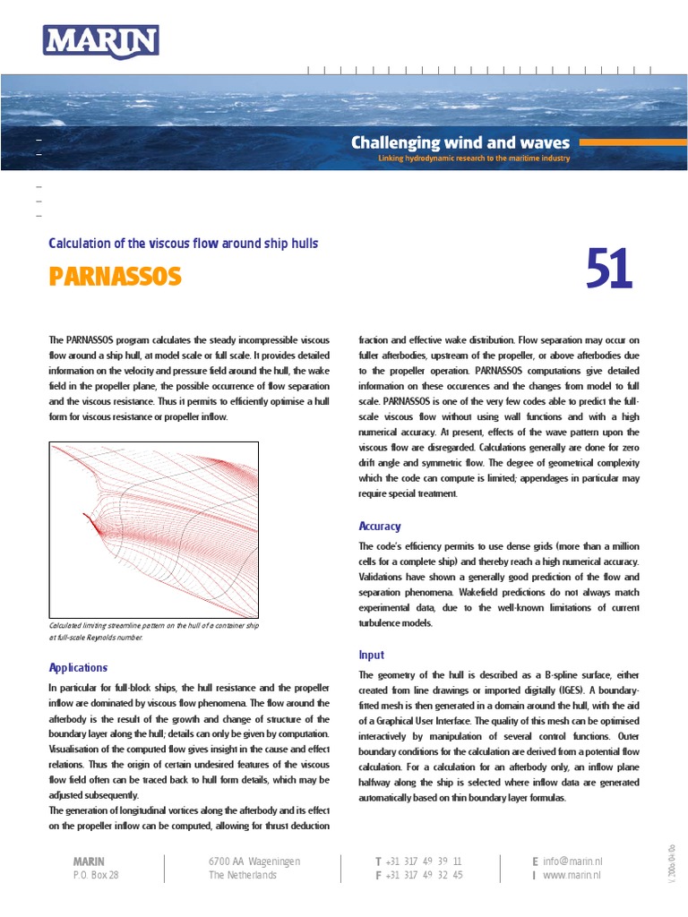Parnassos: Calculation of The Viscous Flow Around Ship Hulls | PDF | Navier–Stokes Equations ...