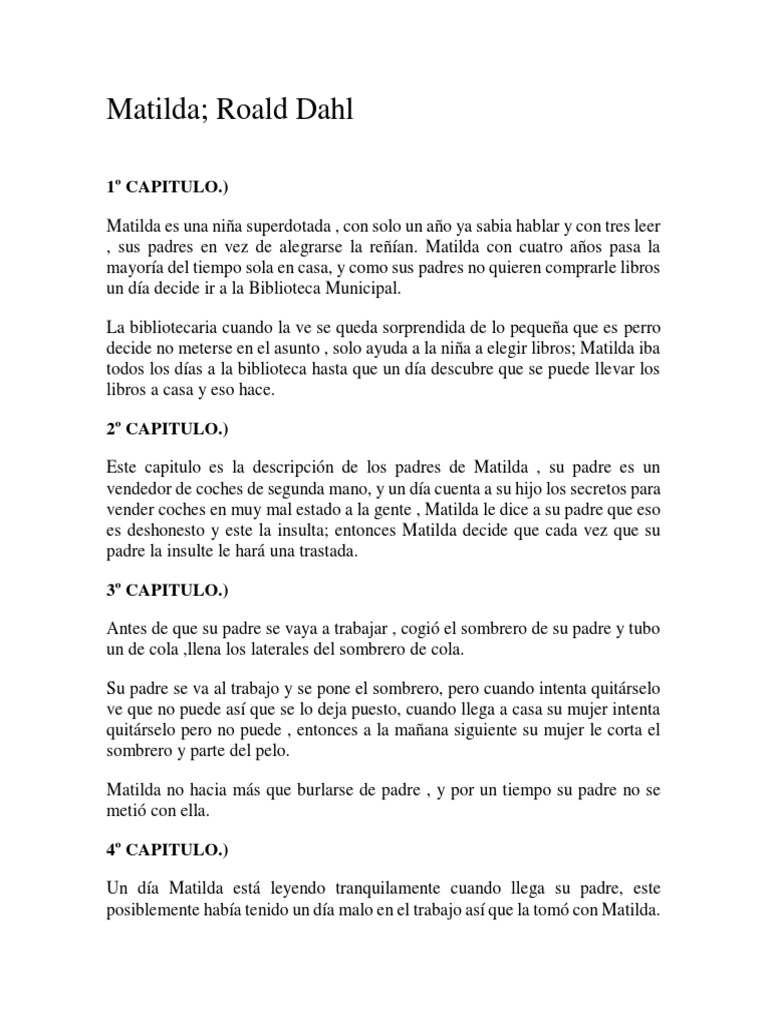 Resumen de Matilda por capítulos | PDF | Sociedad