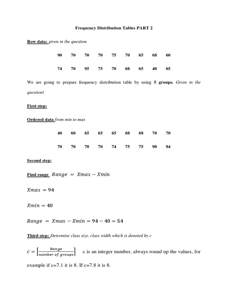 We Are Going To Prepare Frequency Distribution Table by Using 5 Groups ...