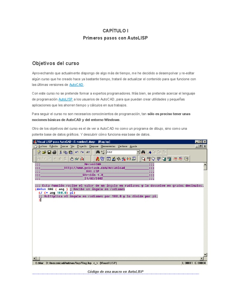Tutorial AutoLISP | PDF | Lenguaje de programación | Programación de computadoras