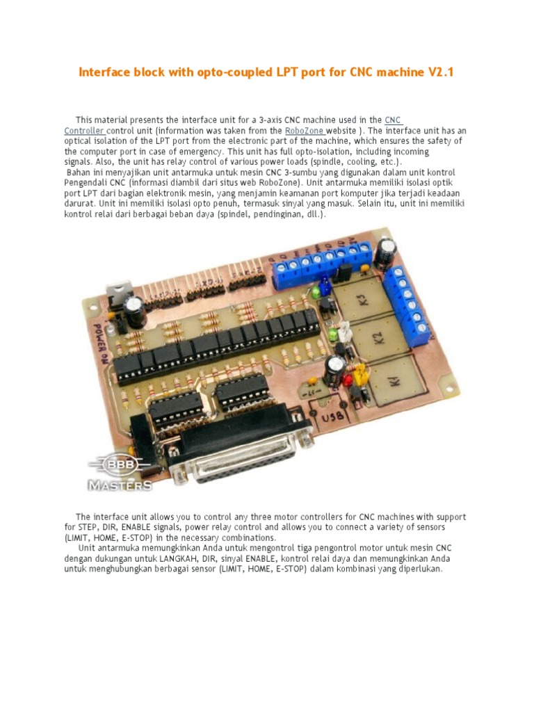 Opto-Coupled LPT Interface for CNC Machines | PDF | Numerical Control ...