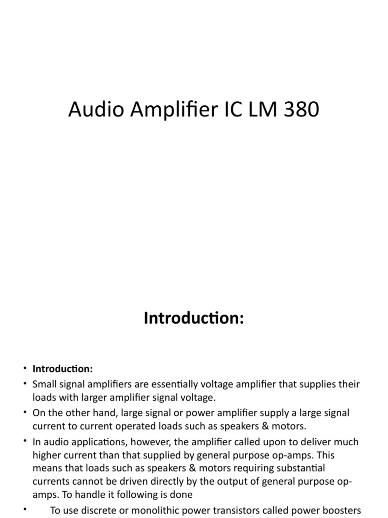 Design and Operation of an Audio Power Amplifier Using the LM380 IC | PDF | Amplifier ...