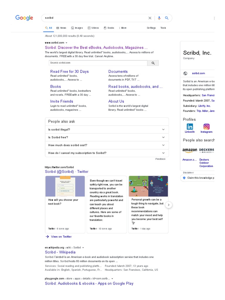Scribd, Inc.: Scribd: Discover The Best Ebooks, Audiobooks, Magazines .. | PDF | Scribd | Google ...