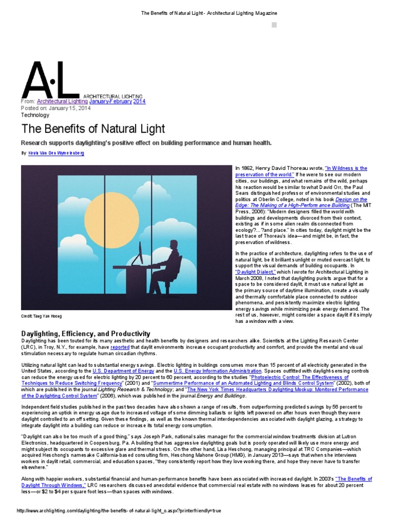 The Benefits of Natural Light: January-February 2014 | PDF | Circadian ...