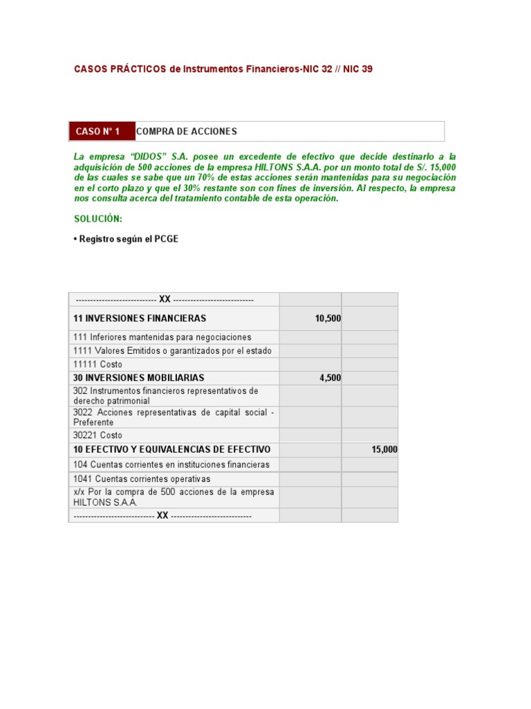 CASOS PRCTICOS de Instrumentos Financieros NIC 32 NIC 39 | Descargar ...