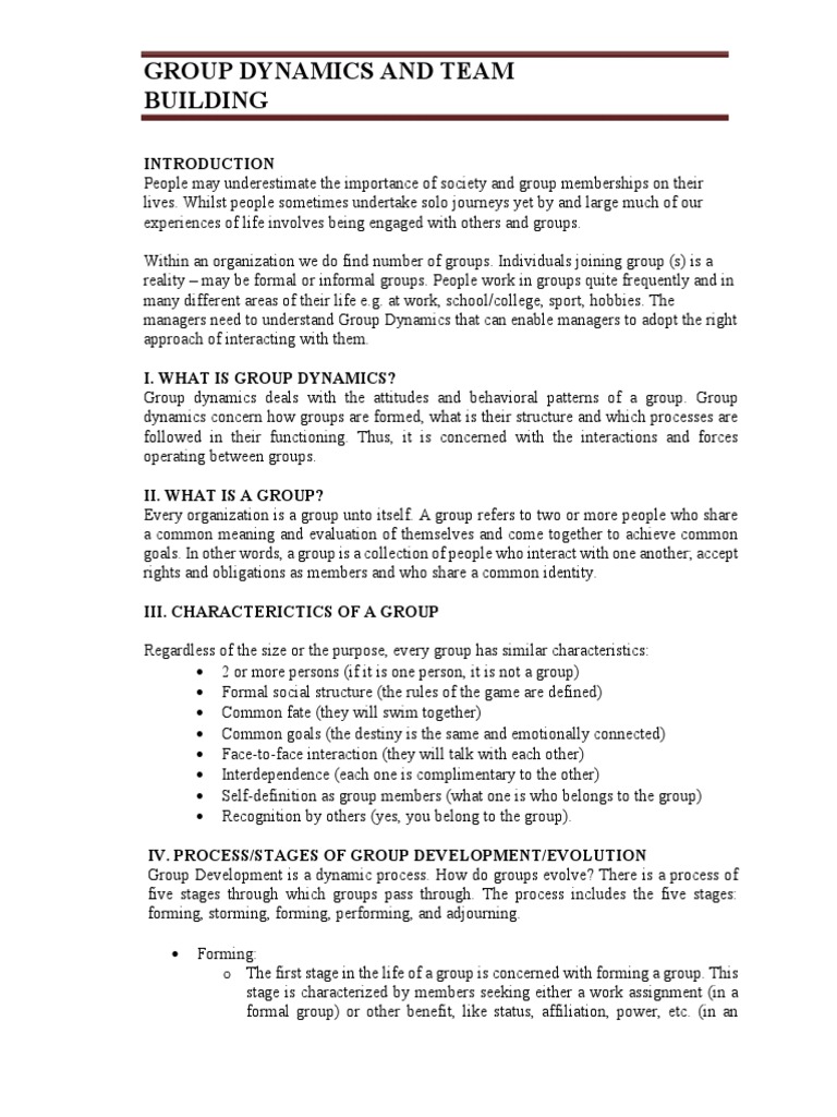 Week 2, Module #3 - Group Dynamics and Team Building | PDF | Goal ...