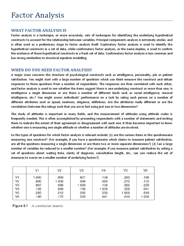 What Factor Analysis Is | PDF | Factor Analysis | Principal Component ...