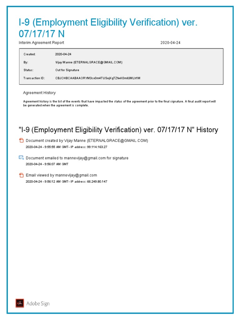 I-9 (Employment Eligibility Verification) Ver. 071717 N - Audit Report ...