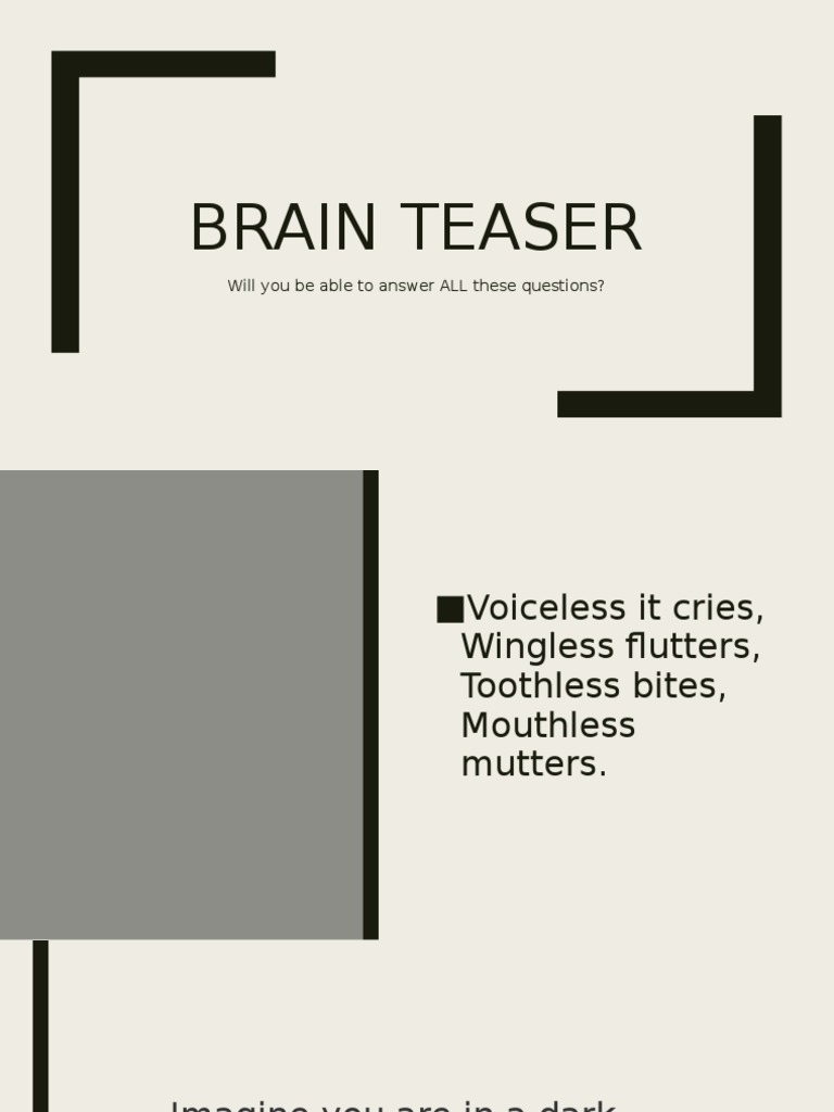Challenging Brain Teasers and Riddles | PDF | Poetry