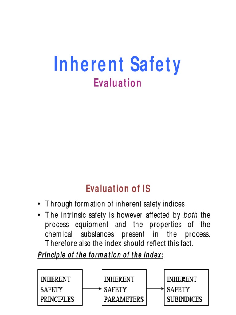 Inherent Safety Index Calculation Subindices Pdf Science And Mathematics Technology
