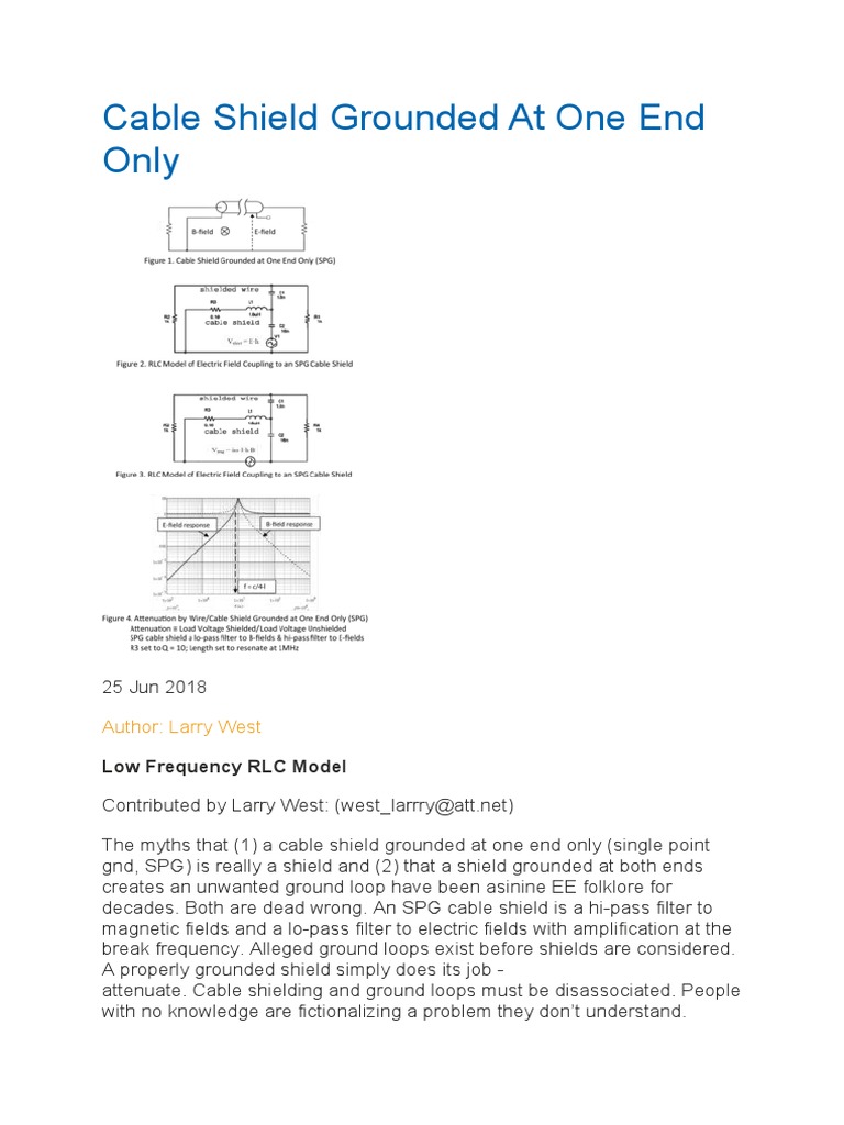 Cable Shield Grounded at One End Only | Download Free PDF | Electrical ...