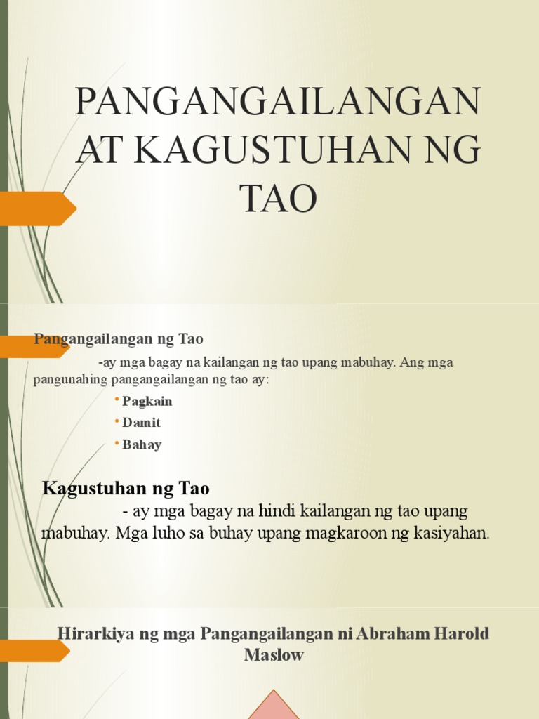 Pangangailangan at Kagustuhan NG Tao | PDF