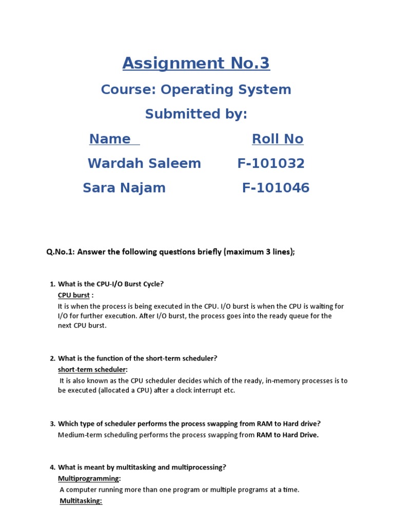 Os Assignment | PDF | Scheduling (Computing) | Process (Computing) Os Assignment | PDF | Scheduling (Computing) | Process (Computing)