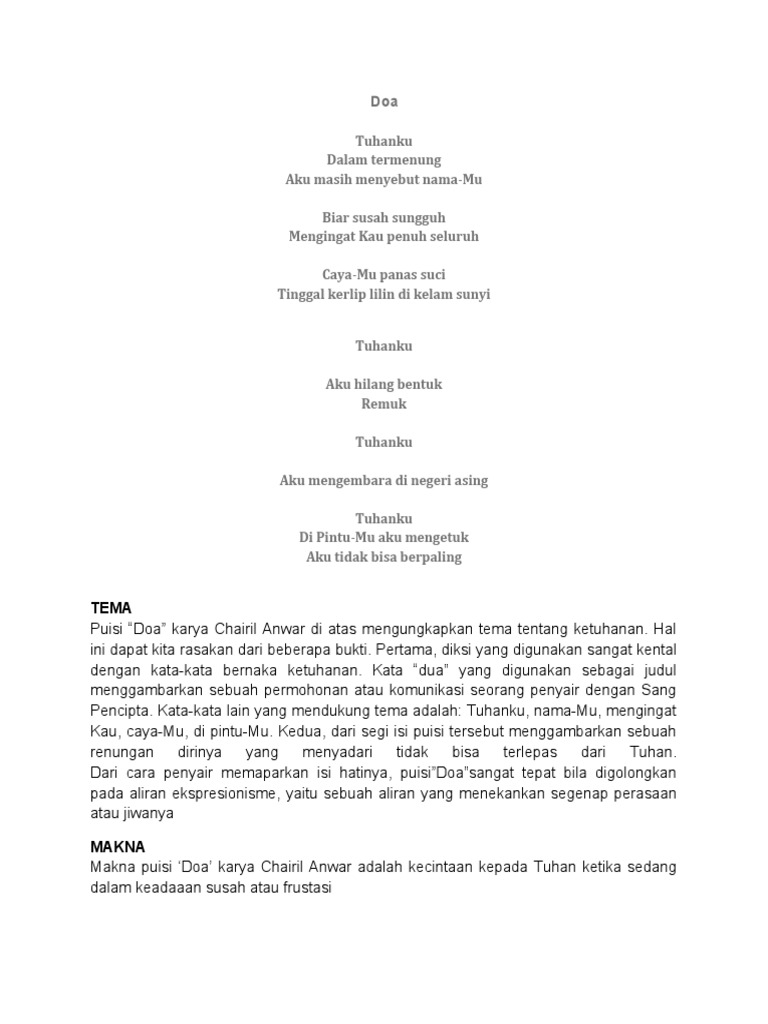 Analisis Puisi Doa | PDF