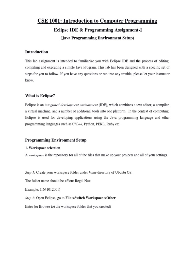 ICP-Programming Assignment-I PDF | PDF | Integrated Development Environment | Eclipse (Software)