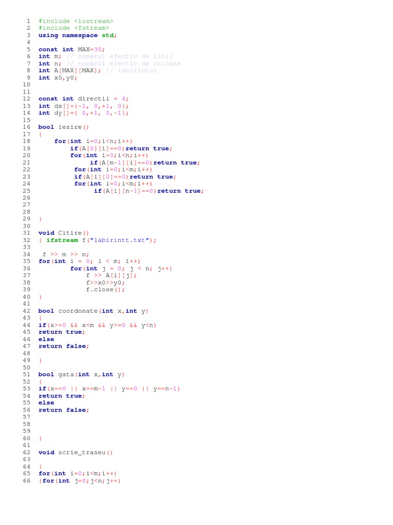 Numãrul Efectiv de Linii // Numãrul Efectiv de Coloane // Labirintul | PDF