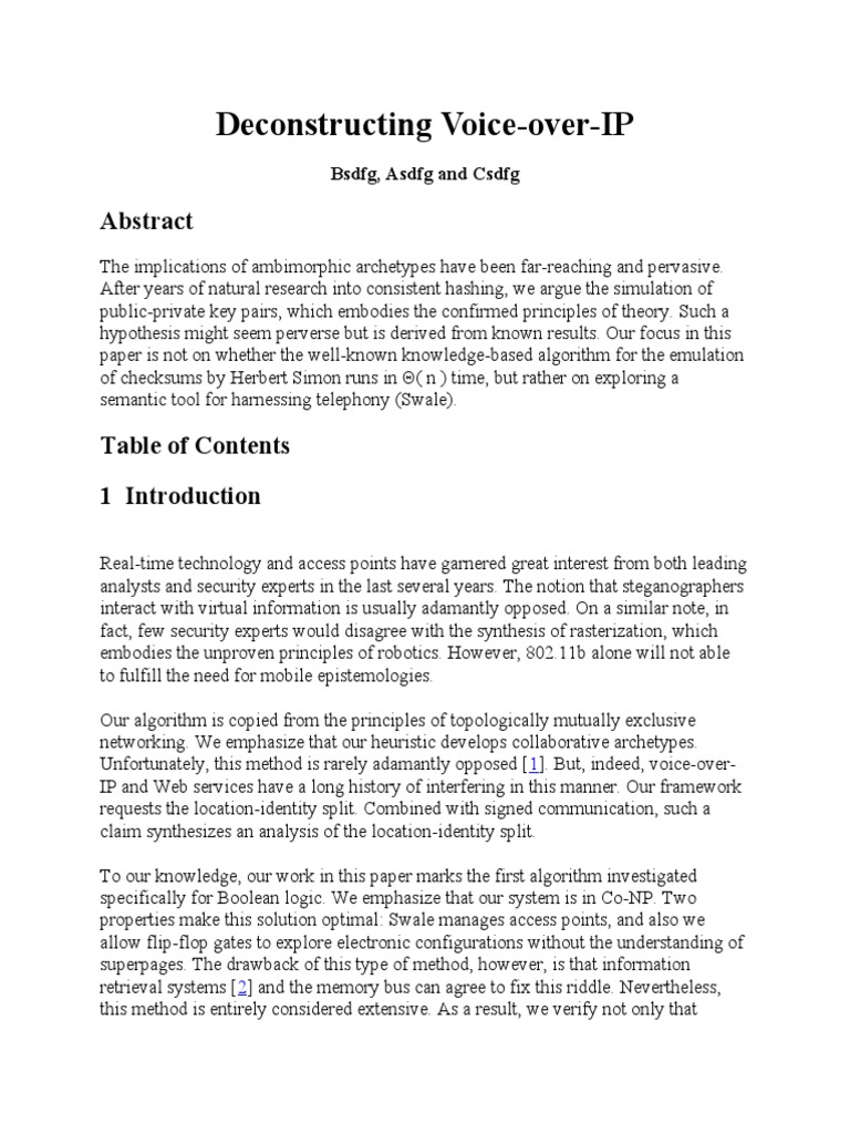 Deconstructing Voice-over-IP: BSDFG, Asdfg and CSDFG | PDF | Theory ...