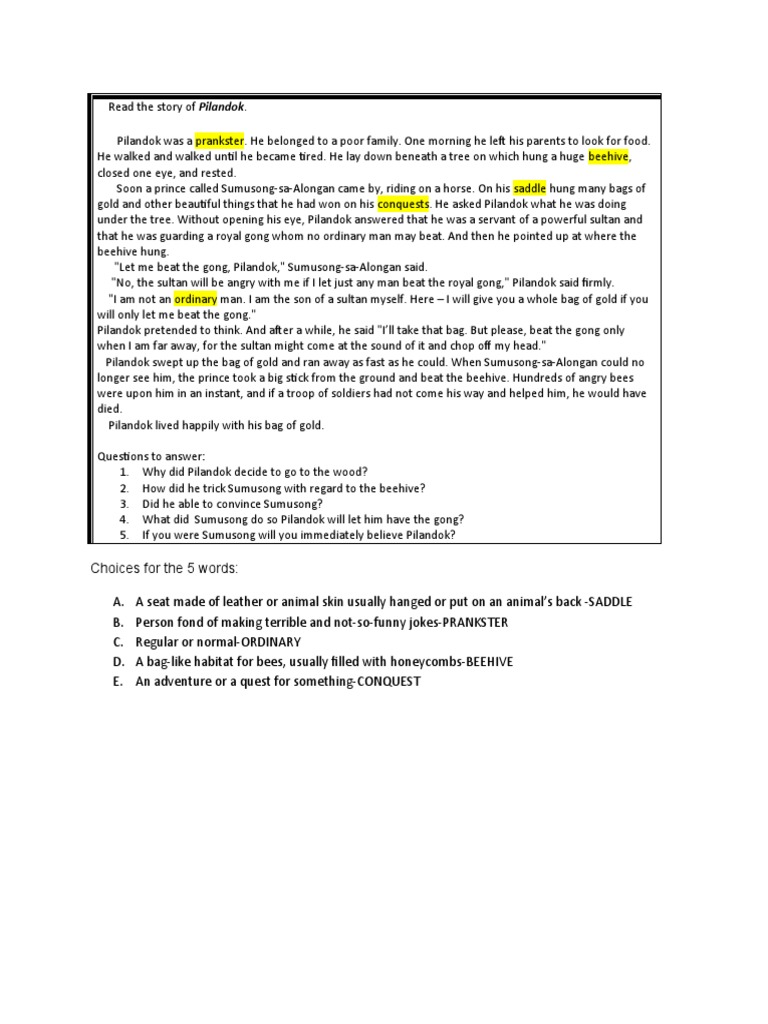 Read The Story of Pilandok | PDF