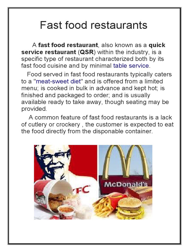 Fast Food Restorant | PDF