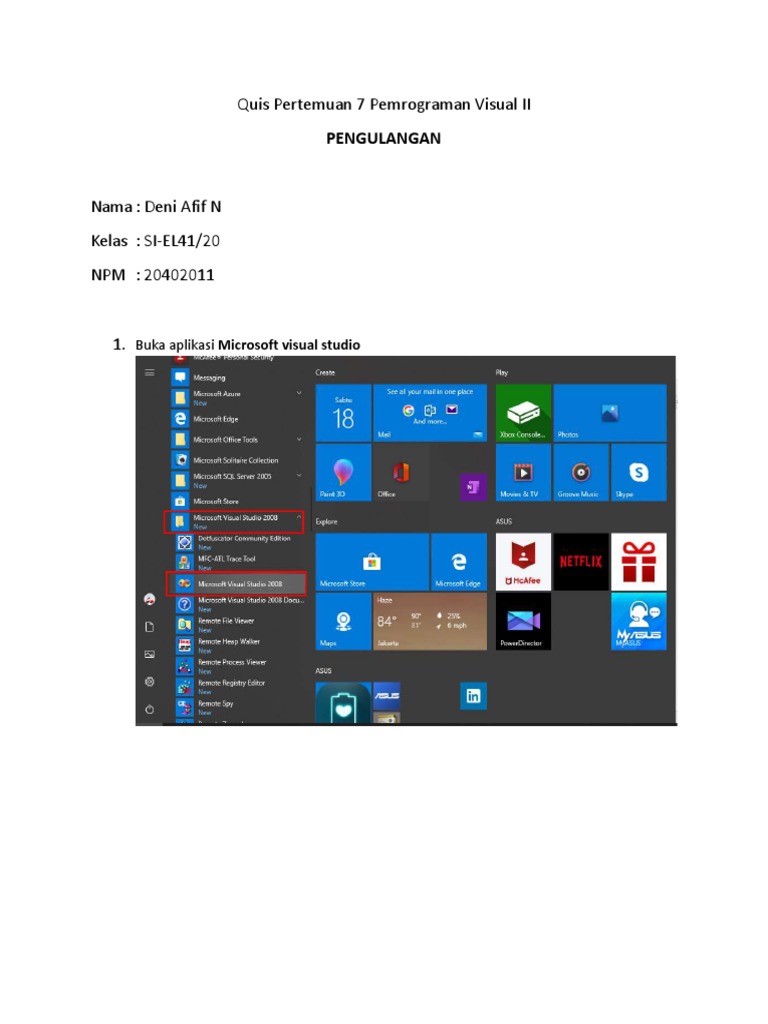 Quis 7 (Pengulangan) - Deni Afif N - 20402011 - SI-EL41/20 | PDF | Ibm Pc Compatibles ...