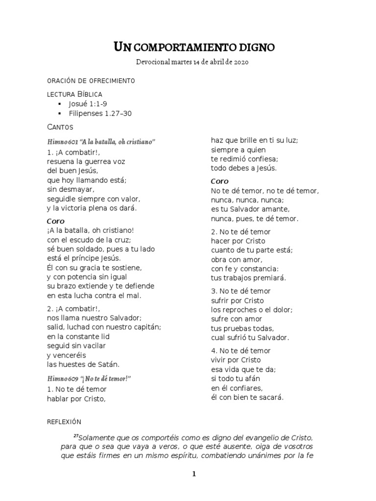 DEVOCIONAL 12 - Un Comportamiento Digno - FILIPENSES 1 | PDF | Cristo (título) | Salvación