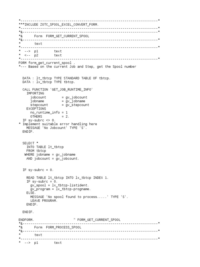 Zotc Spool Excel Convert Form | PDF | String (Computer Science ...