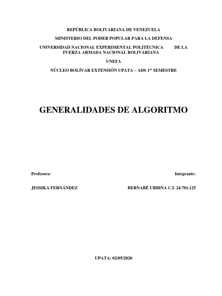 Generalidades de Algoritmo | PDF | Algoritmos | Programa de computadora