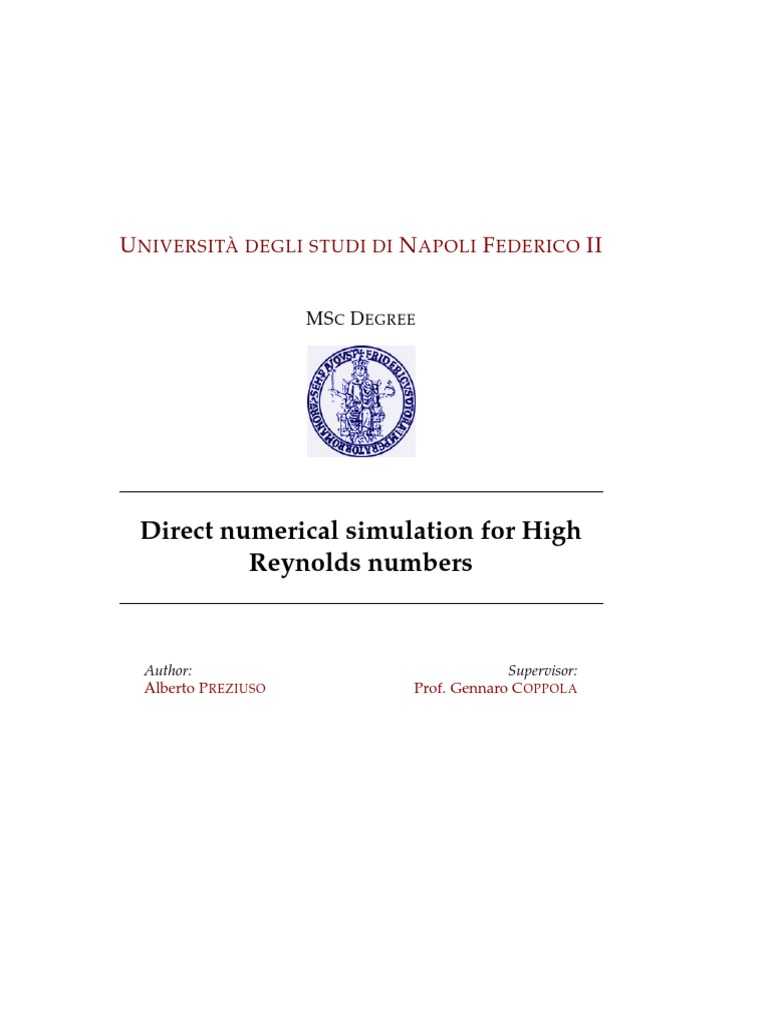 Direct Numerical Simulation For High Reynolds Numbers: U N F II | PDF ...