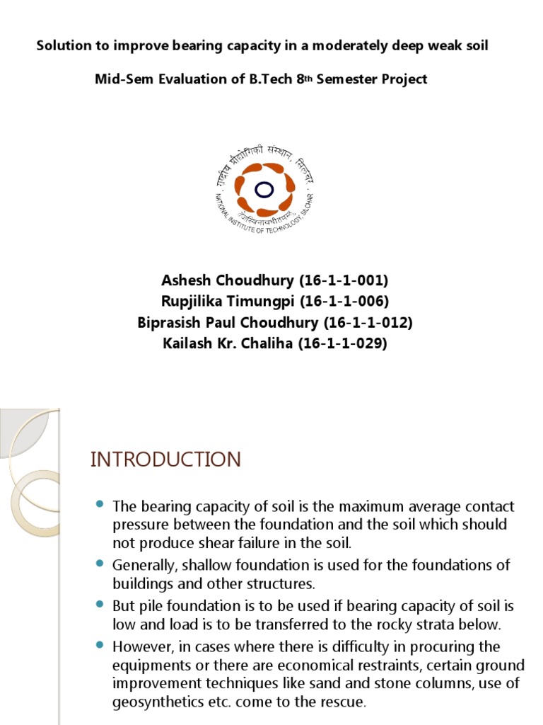 Solution To Improve Bearing Capacity in A Moderately Deep Weak Soil Mid ...